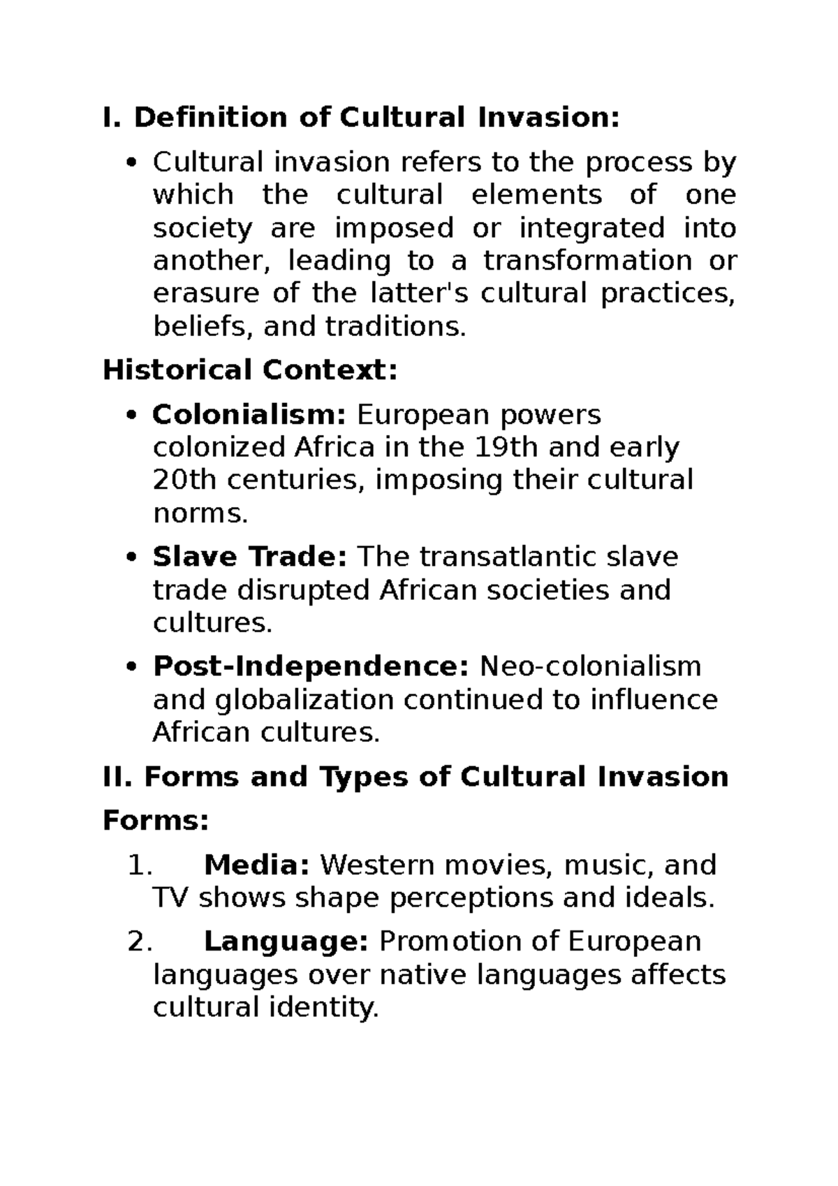 Cultural Invasion - Mass Education and Development - I. Definition of ...