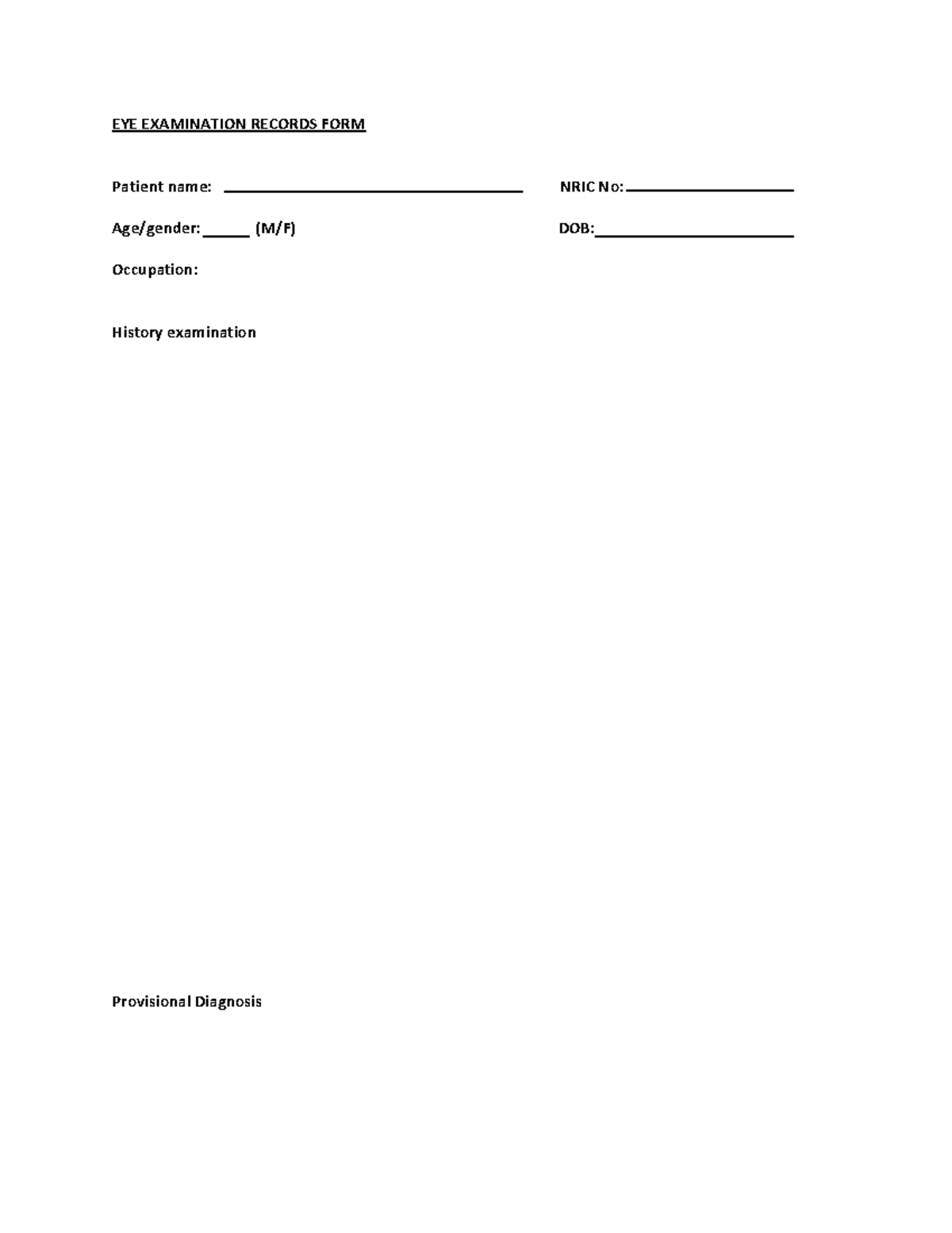 OP%20III patient%20recording - EYE EXAMINATION RECORDS FORM Patient ...