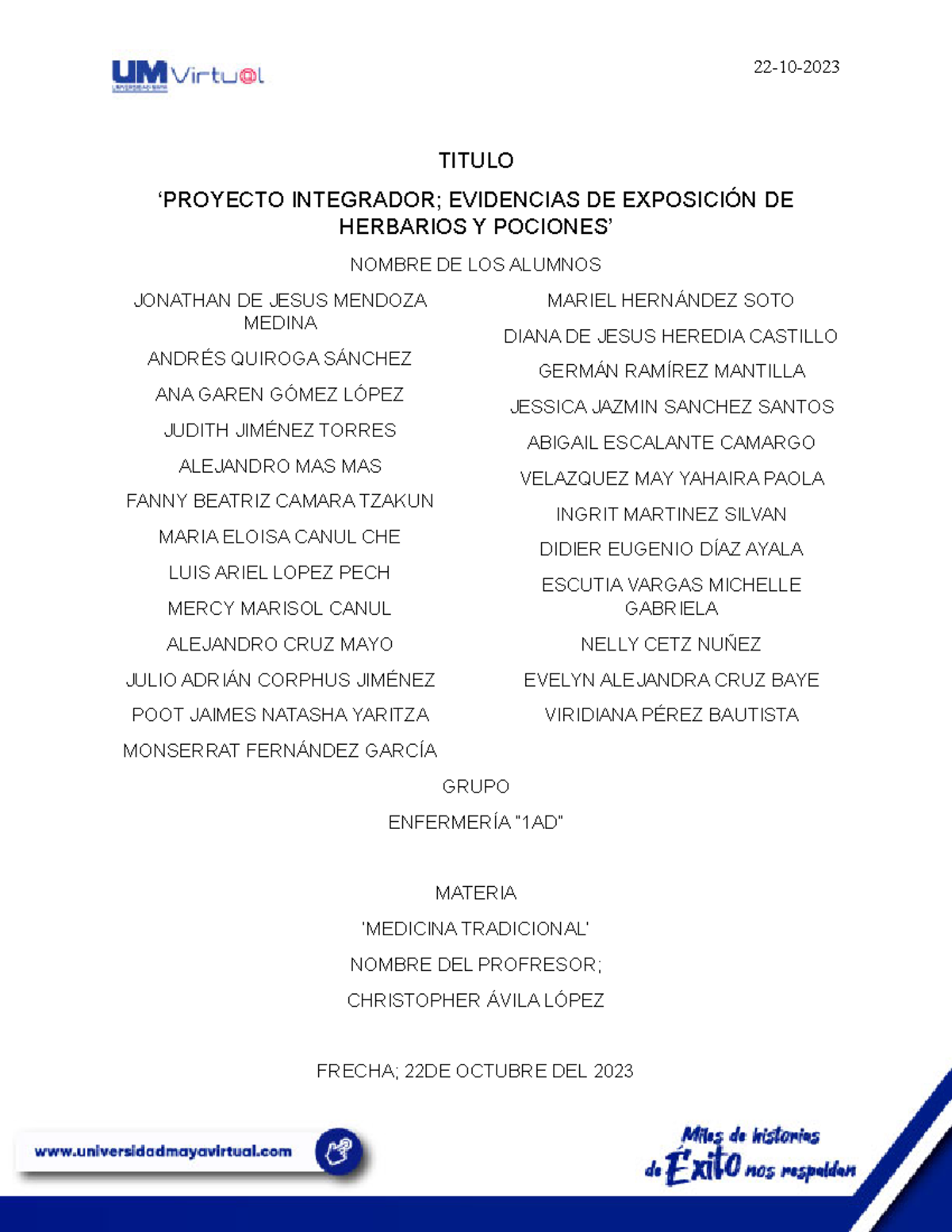 Proyecto Integrador - medicina tradicional - TITULO ‘PROYECTO ...