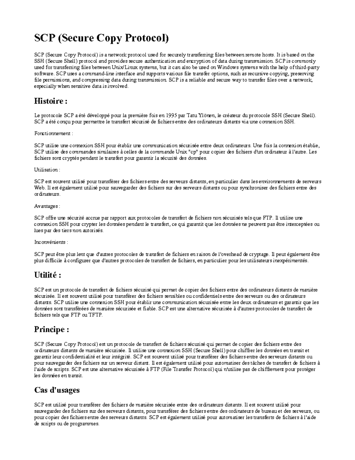 SCP (Secure Copy Protocol) - It is based on the SSH (Secure Shell ...