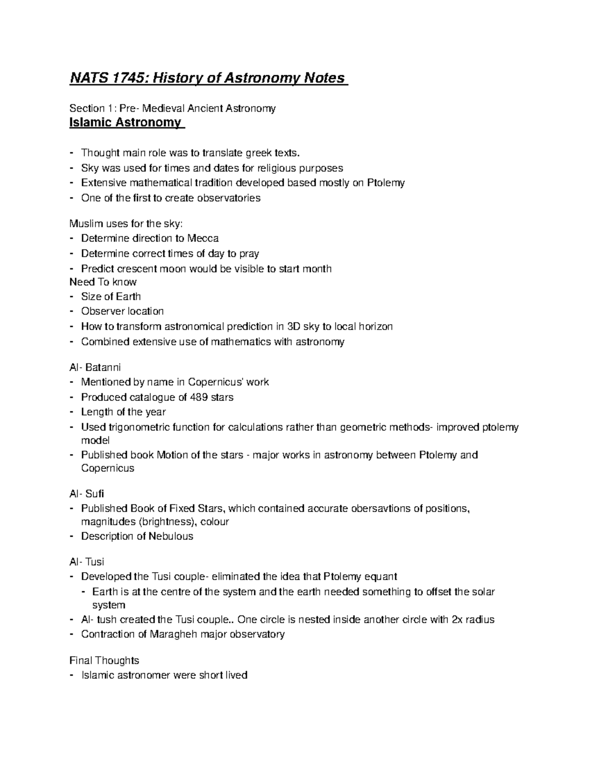 NATS 1745 Note Taking.word - NATS 1745: History of Astronomy Notes ...