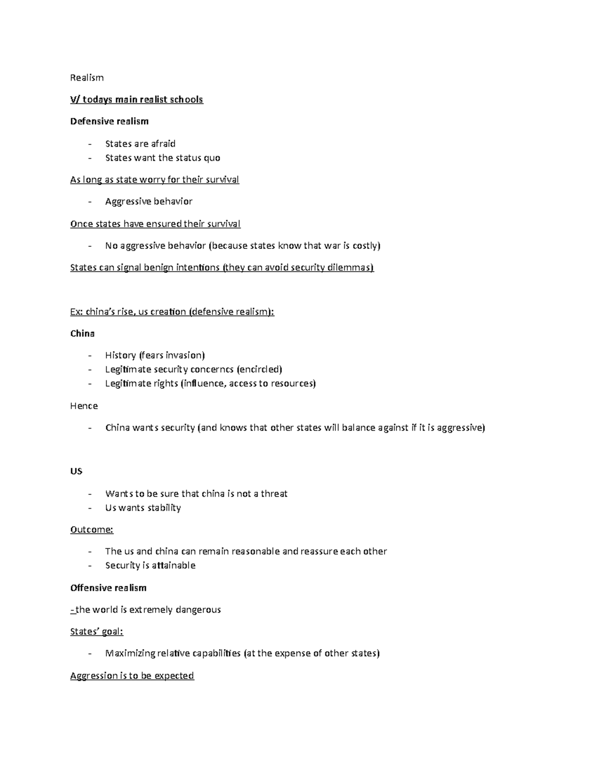 Class 8 notes realism - Realism V/ todays main realist schools ...