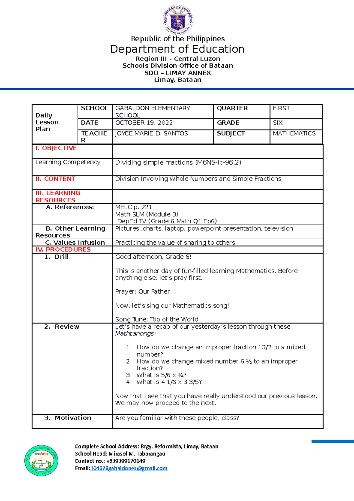 Math 6 Q1 Demo - COT - Department of Education Region III - Central ...