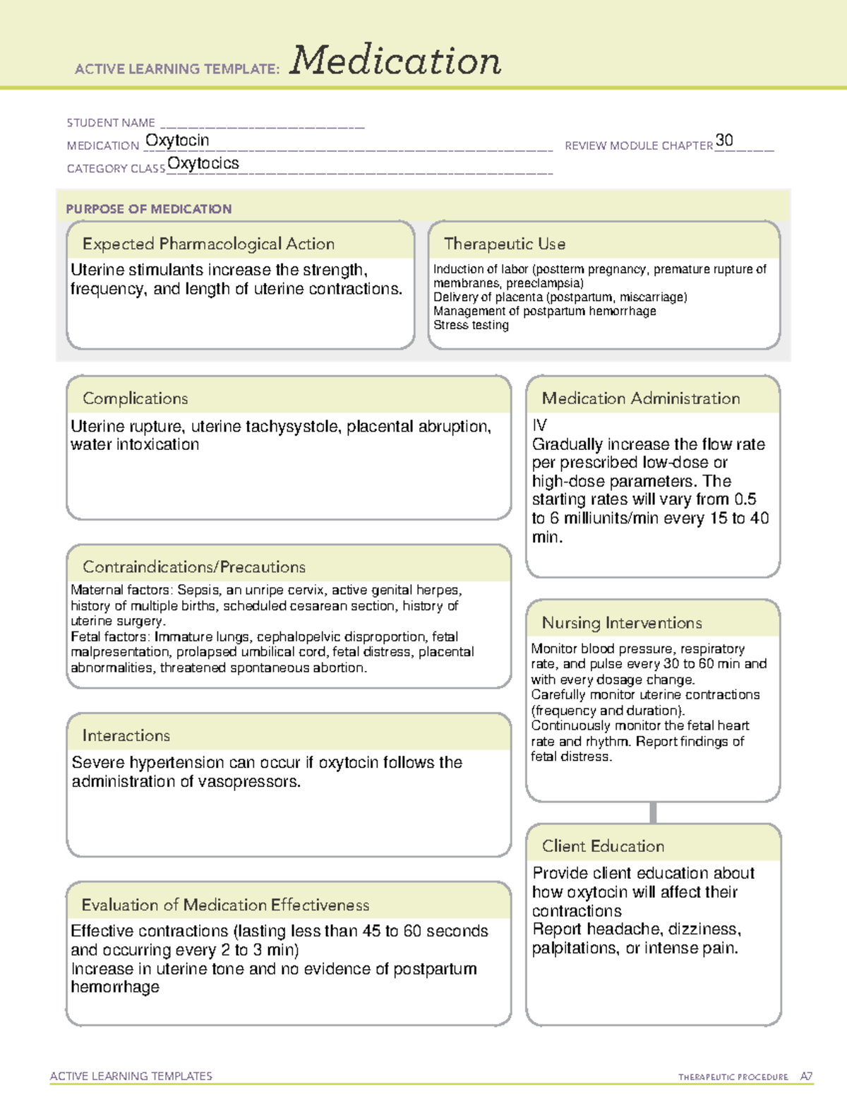 Medication Profile Oxytocin - ACTIVE LEARNING TEMPLATES TherapeuTic ...