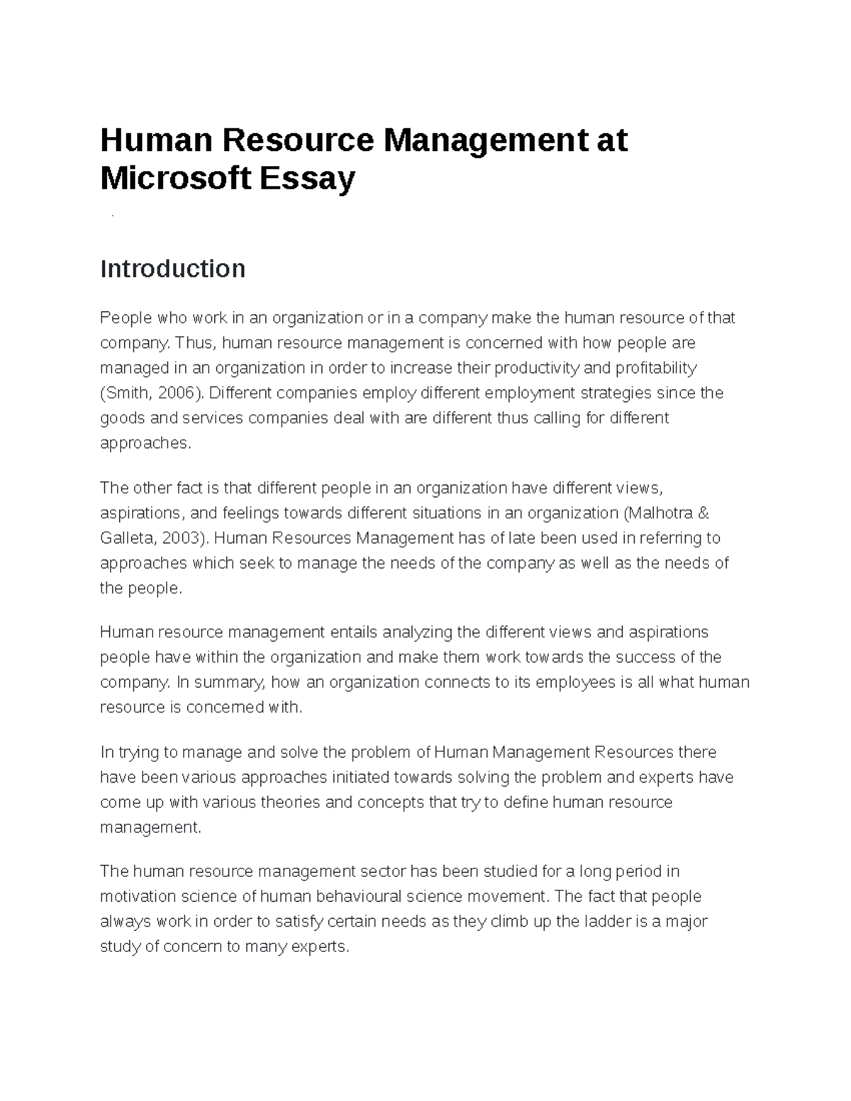 Human Resource Management at Microsoft Essay - Human Resource ...