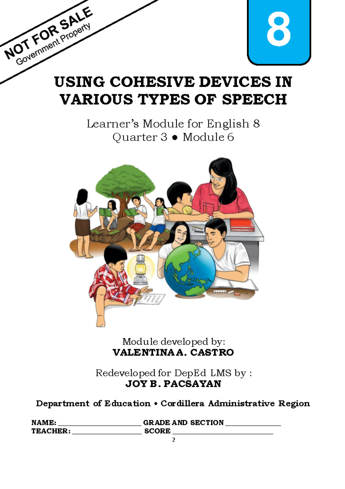 ENG8Q3M6 Using Cohesive Devices in Various Types of Speech Pacsayan Joy ...