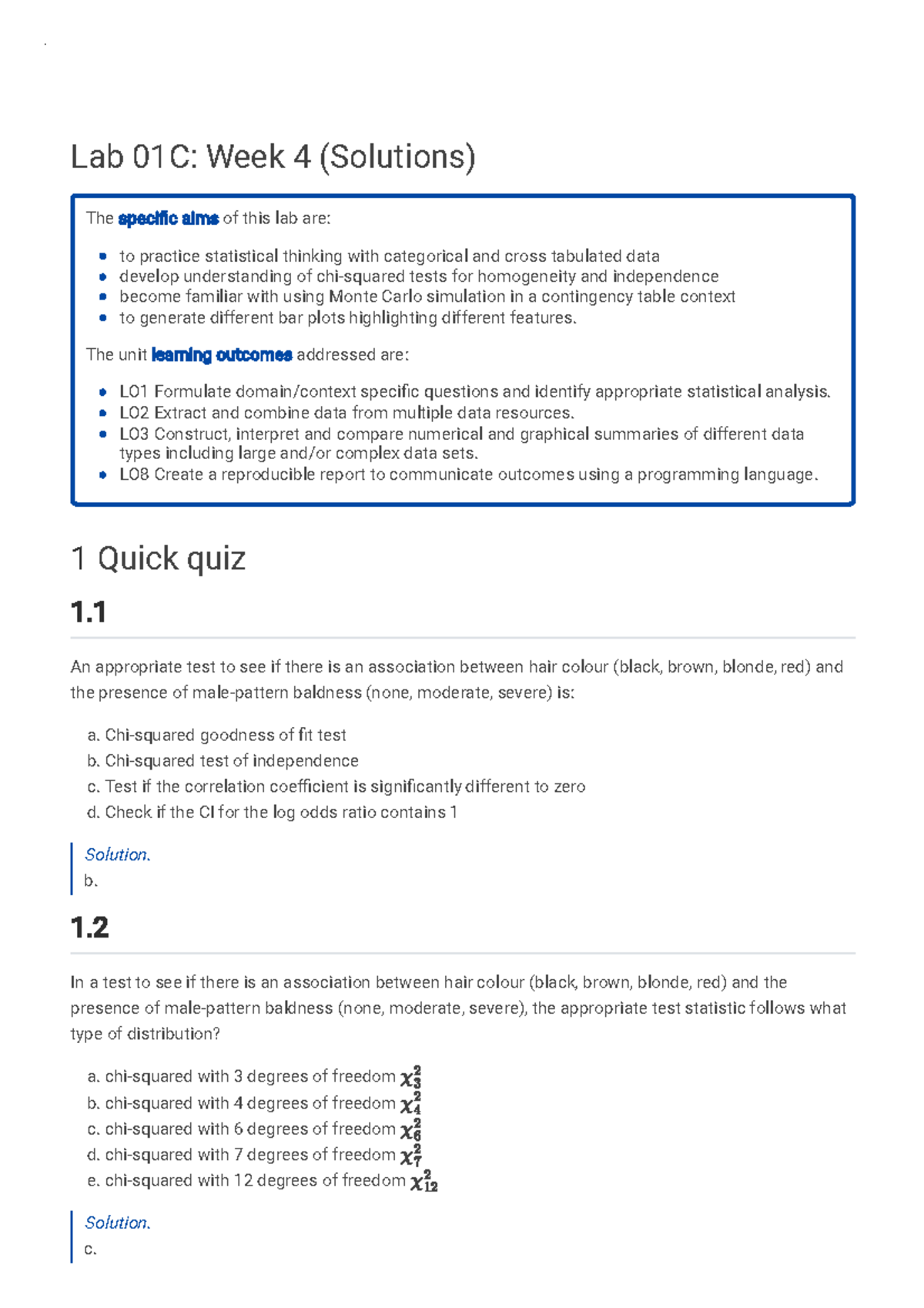 Lab 01C Week 4 (Solutions) - The specic aims of this lab are: to ...