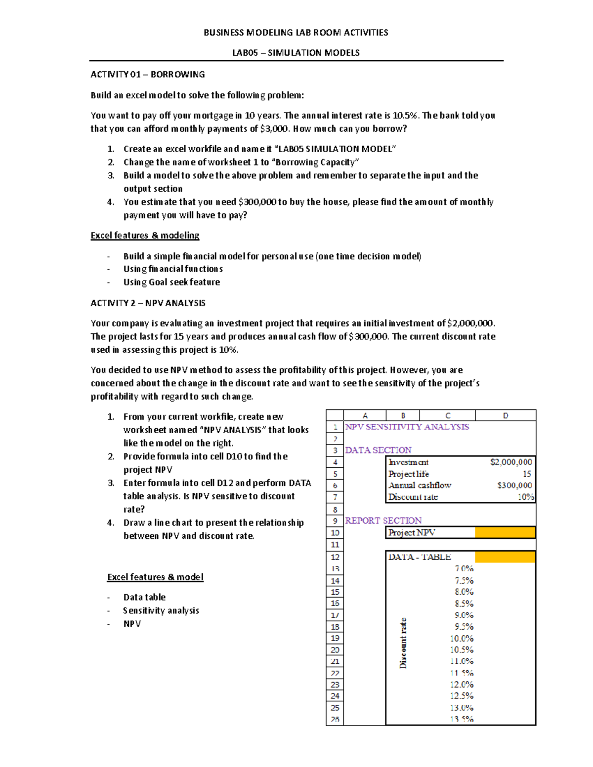 LAB05 Simulation Models - BUSINESS MODELING LAB ROOM ACTIVITIES LAB05 ...