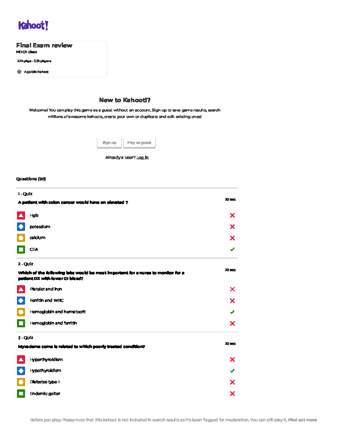 MdcII Exam 3 Kahoot Questions - Final Exam review MDCII class 2 plays ...
