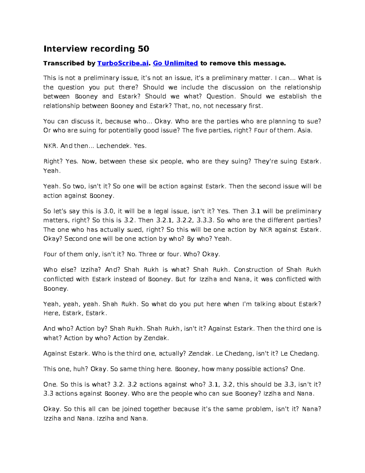 Interview recording 50 - Go Unlimited to remove this message. This is ...