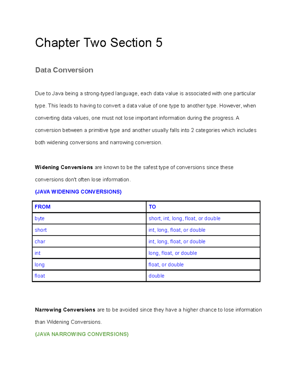 Java Foundations (Introduction to Program Design and Data Structures) Chapter 2 Section Five ...