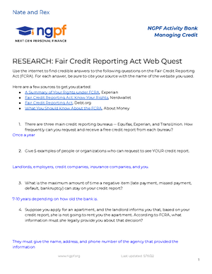 Interactive FICO Credit Scores - NGPF Activity Bank Managing Credit ...