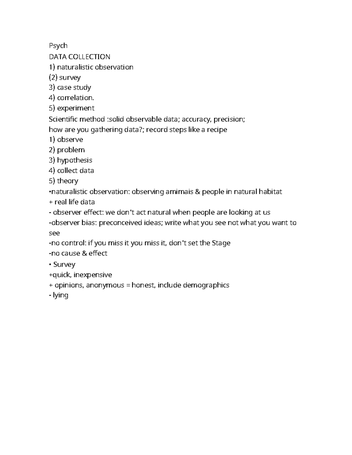 Doc by Scan Shot - Intro to Psych summary for opening classes. Data ...