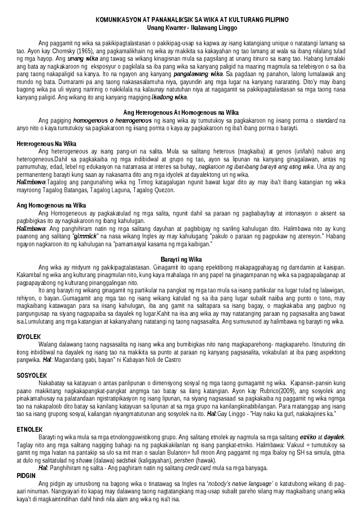 Q1 W2 Kpwkp - komunikasyon module 2 - KOMUNIKASYON AT PANANALIKSIK SA ...