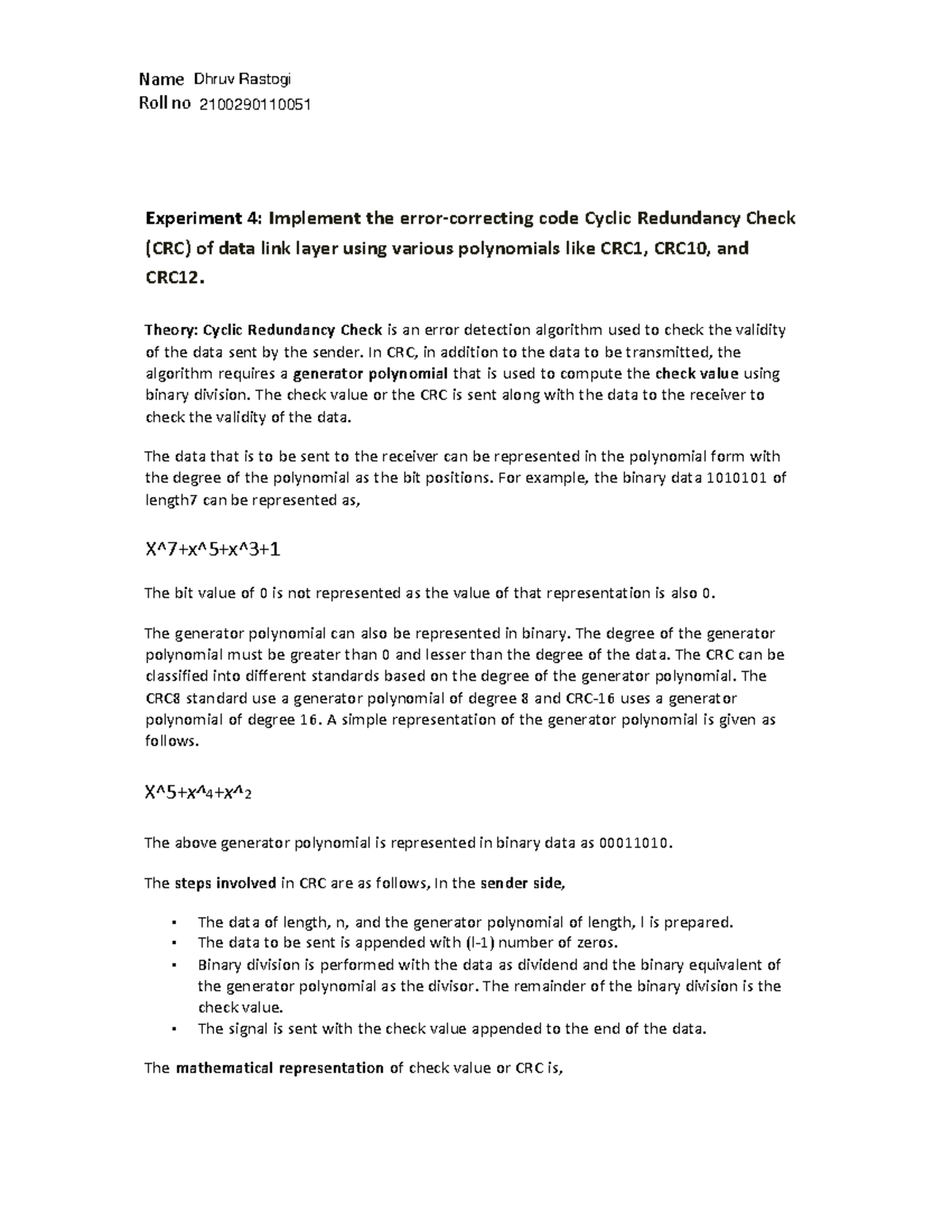 Cn Lab Four Network Name Aryan Pratap Singh Roll No 2100290110036 Cn Lab Experiment 4 A2