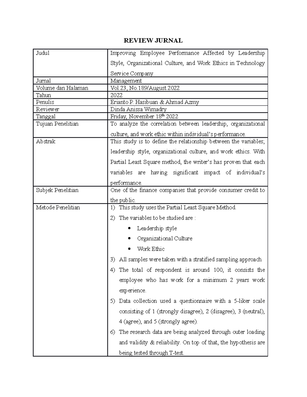 Contoh Review Jurnal - REVIEW JURNAL Judul Improving Employee ...