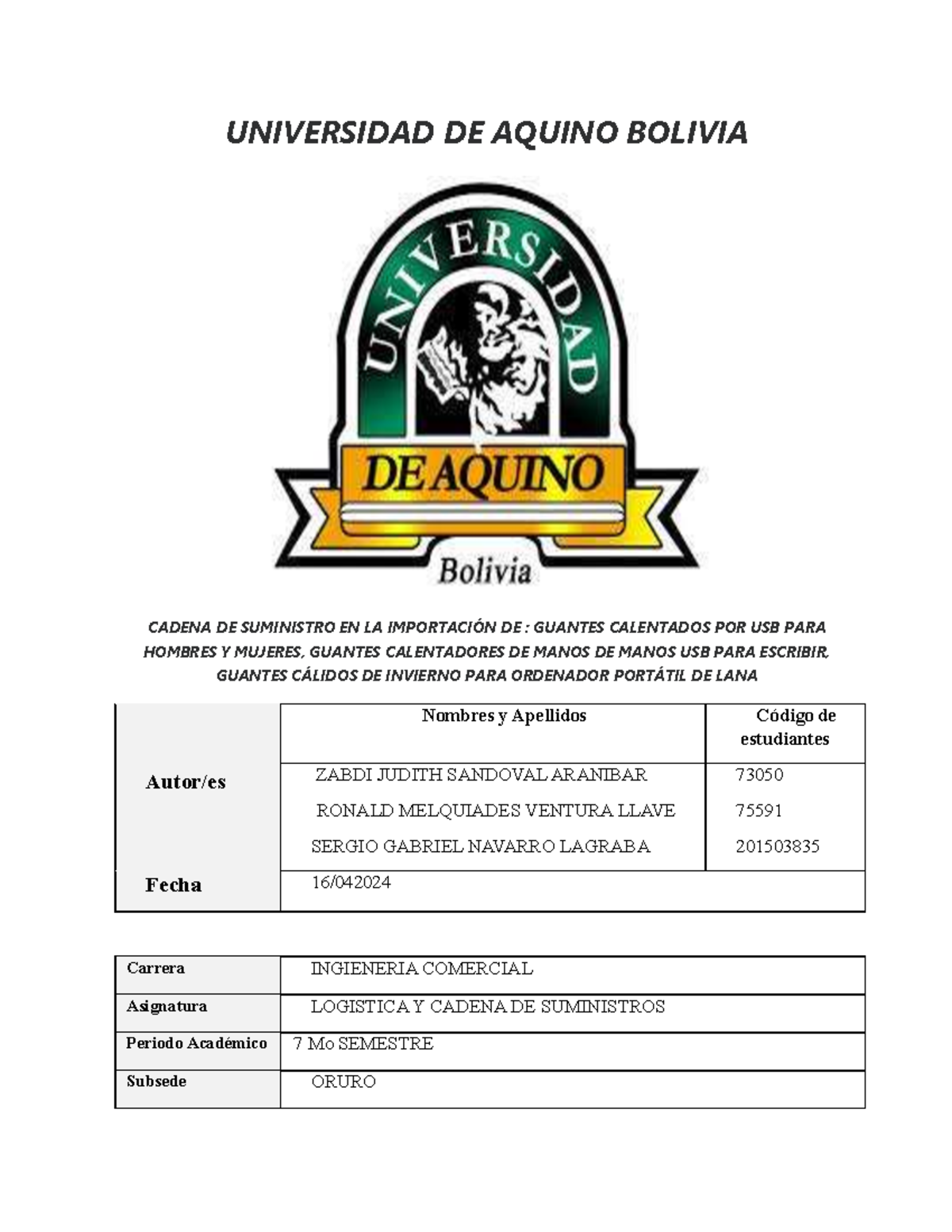 Estructura Final importacion de guantes.calentadorespdf - UNIVERSIDAD ...