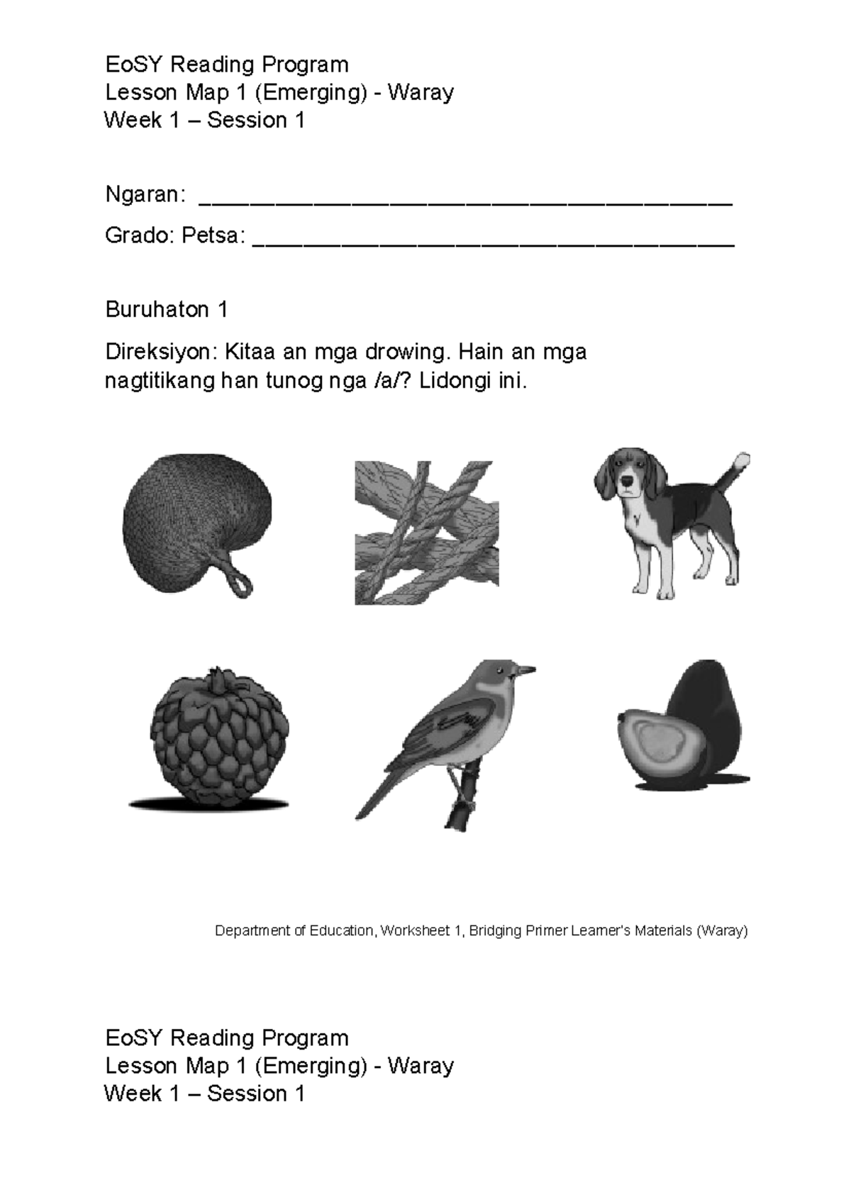 Copy of Waray E Wk1S1 - teaching materials for the elementary grades ...
