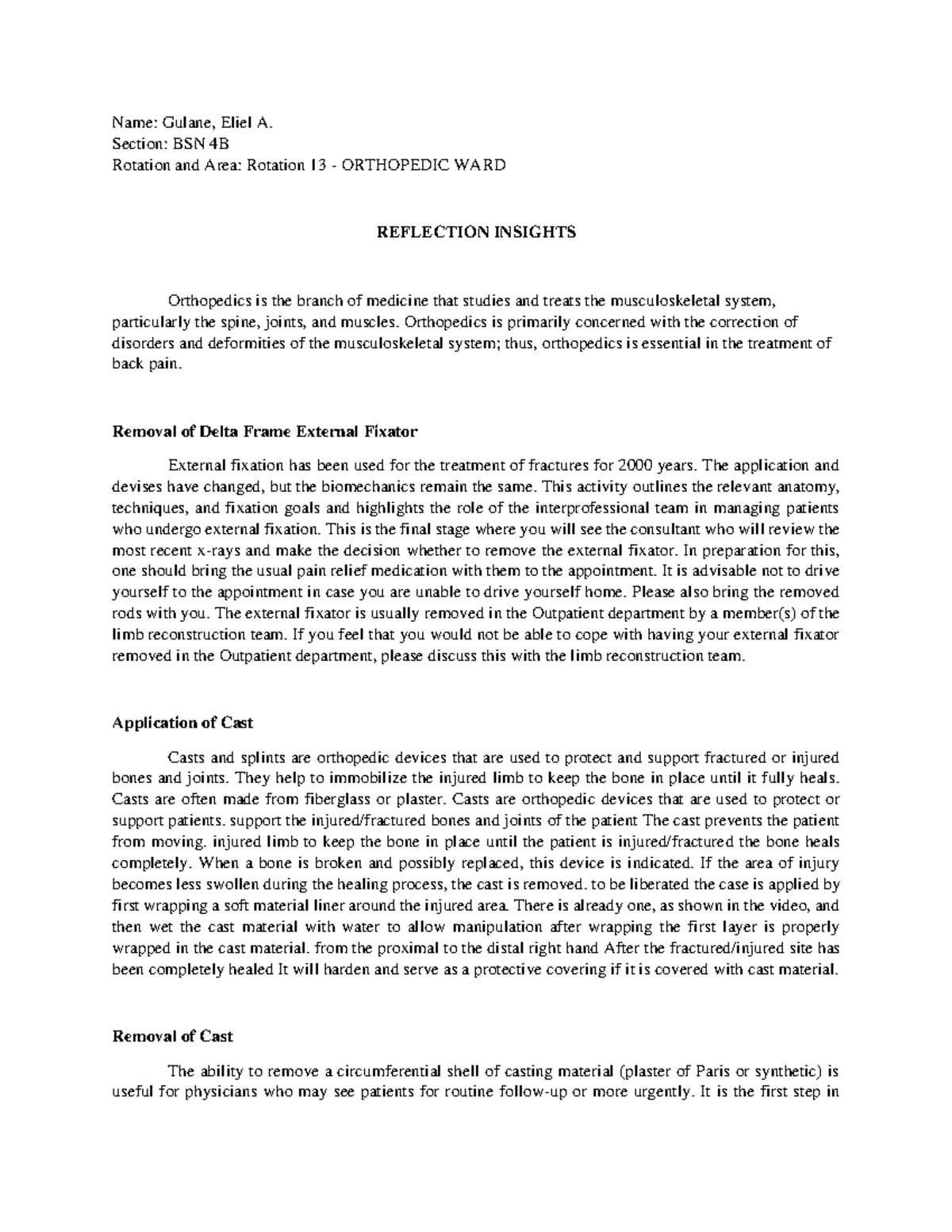 NCP MED WARD assignment - Name: Gulane, Eliel A. Section: BSN 4B ...