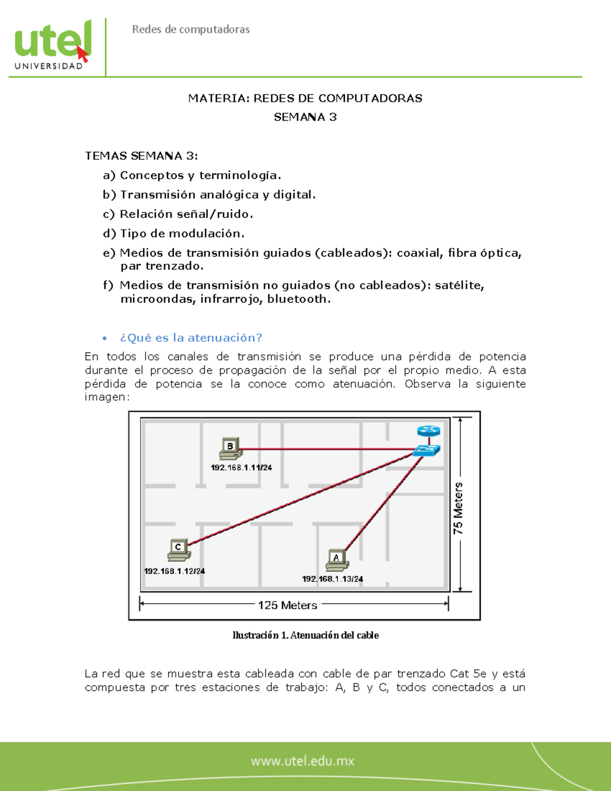 PF L1IS113 S3 - redes - MATERIA: REDES DE COMPUTADORAS SEMANA 3 TEMAS ...