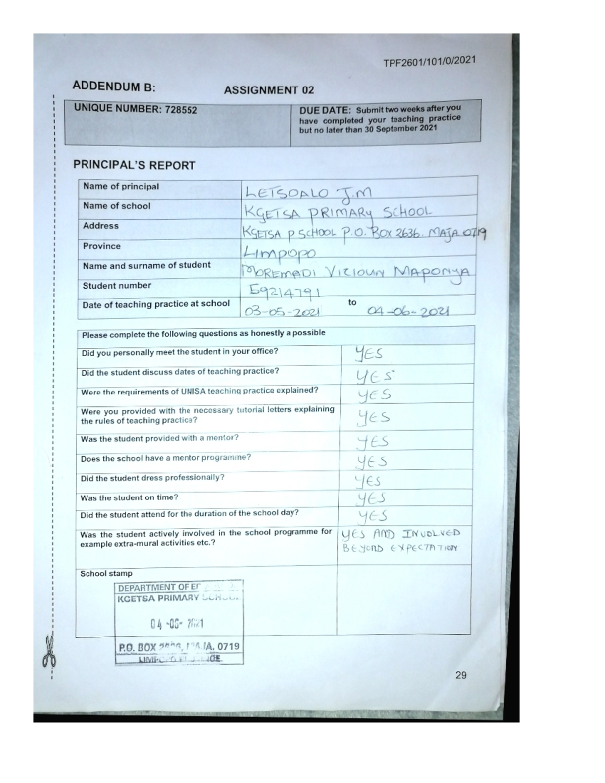 TPF2601 Assign 2 - Assessment 2 - Tps3703 - Studocu