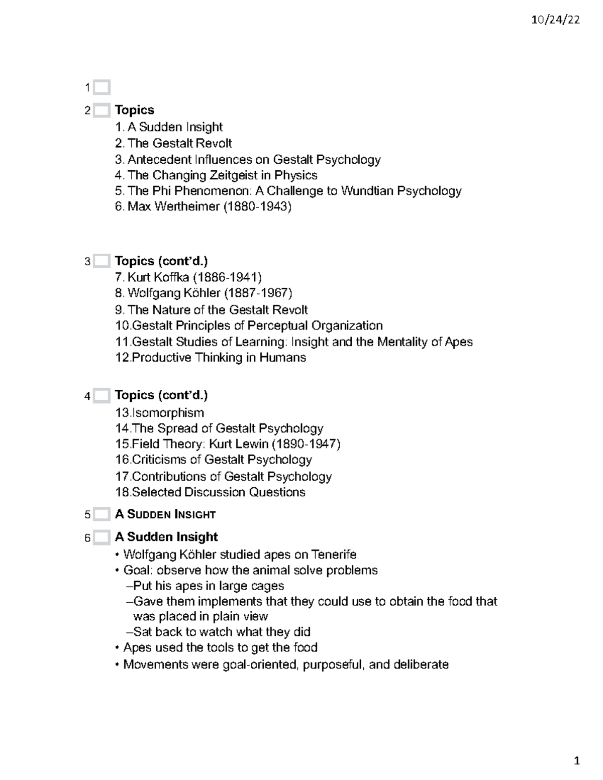 PPT Chapter 12 - lecture notes - 10/24/ 1 Topics 1 Sudden Insight 2 ...