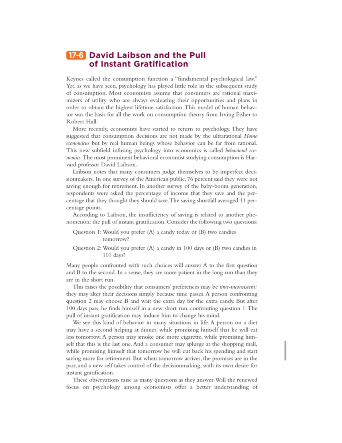 David Laibson and the Pull of Instant Gratification - MACRO ECONOMICS - Studocu