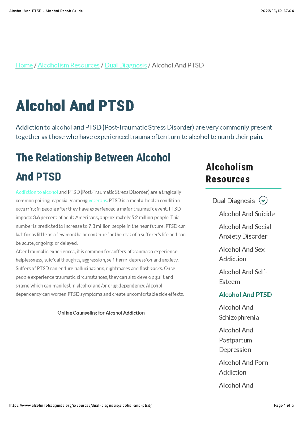 Alcohol And PTSD - Alcohol Rehab Guide - The Relationship Between ...