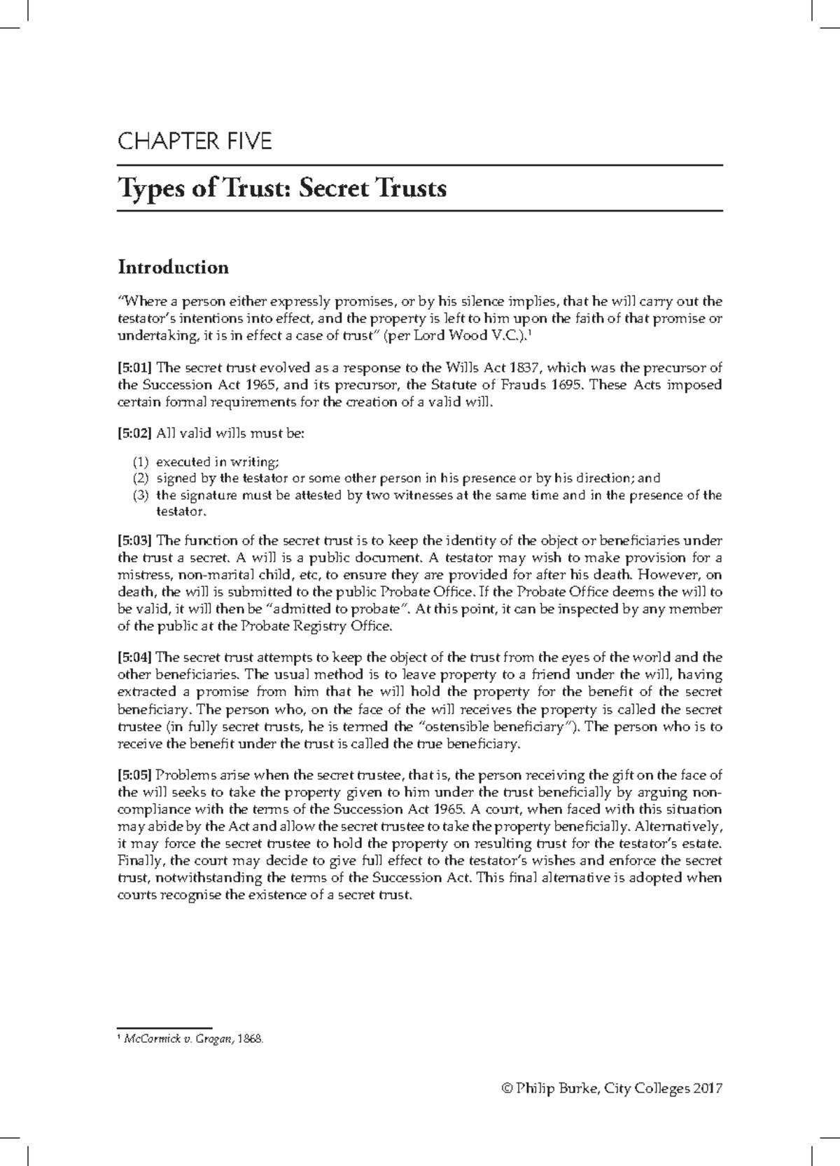 Equity and Trusts Chapter 5 - CHAPTER FIVE Types of Trust: Secret ...