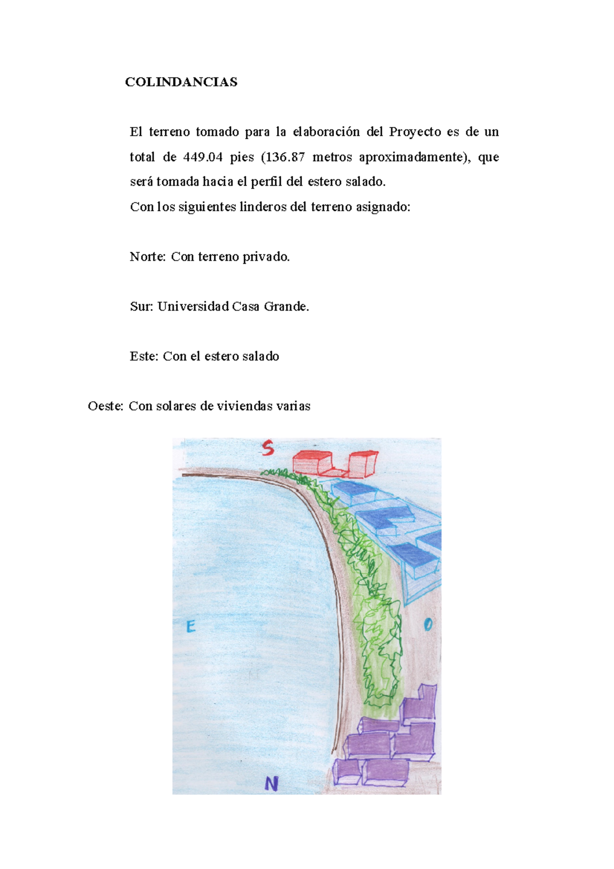 Bocetos 2 - COLINDANCIAS El terreno tomado para la elaboración del ...