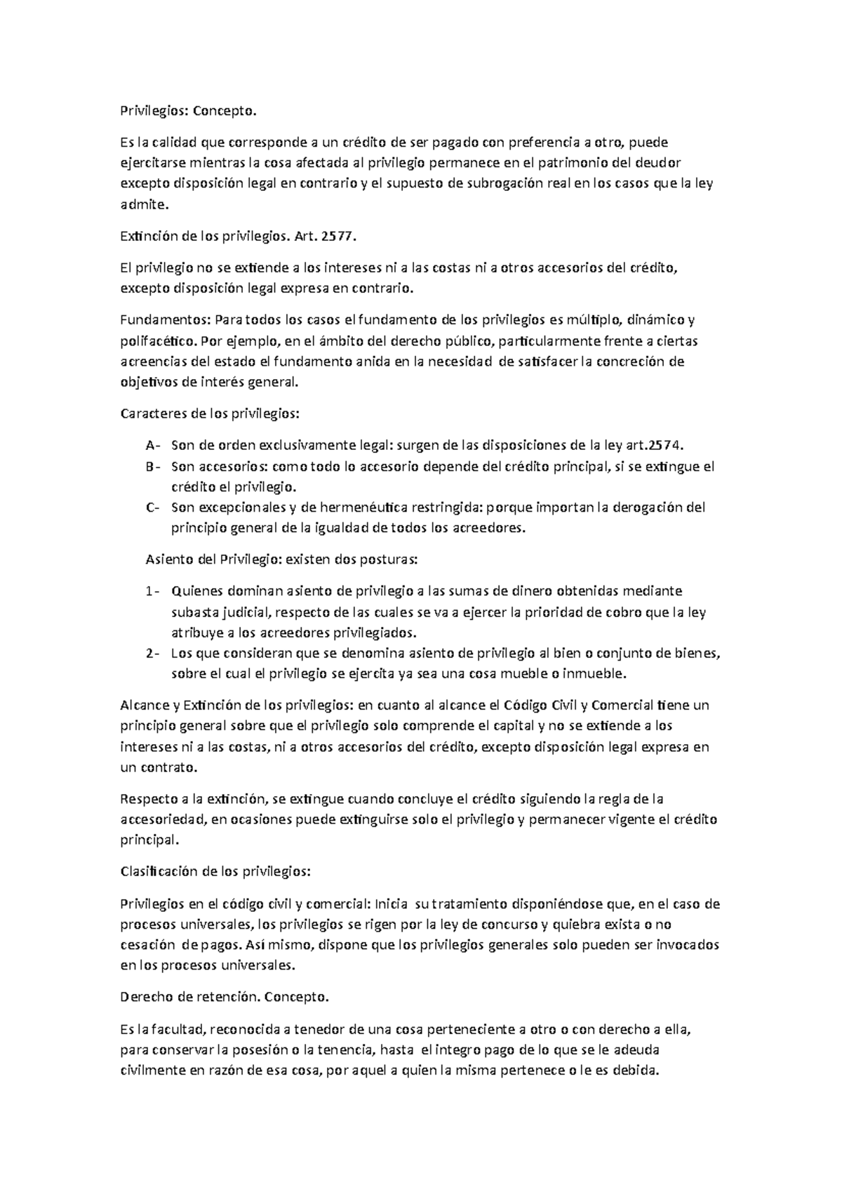 Unidad 5 privilegios - Dr. Saiach - Privilegios: Concepto. Es la ...
