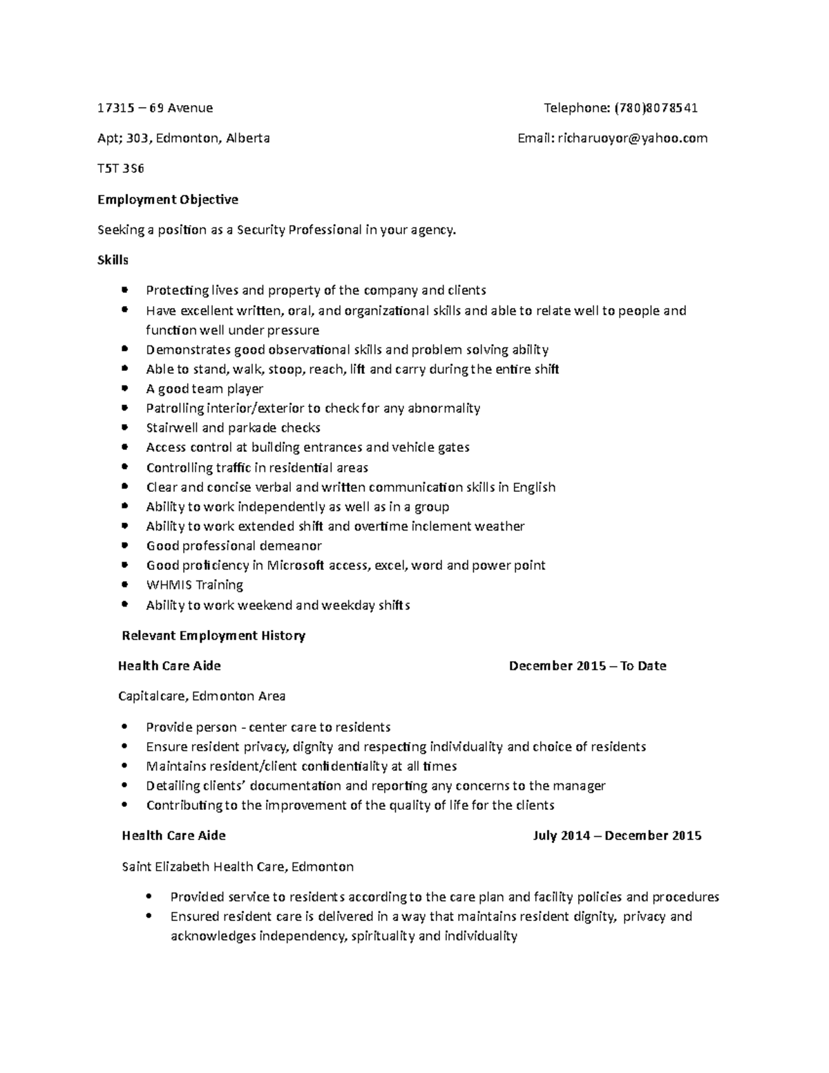 Resume for security - Reflective Paper mine Io Based Polymers Mcgill ...