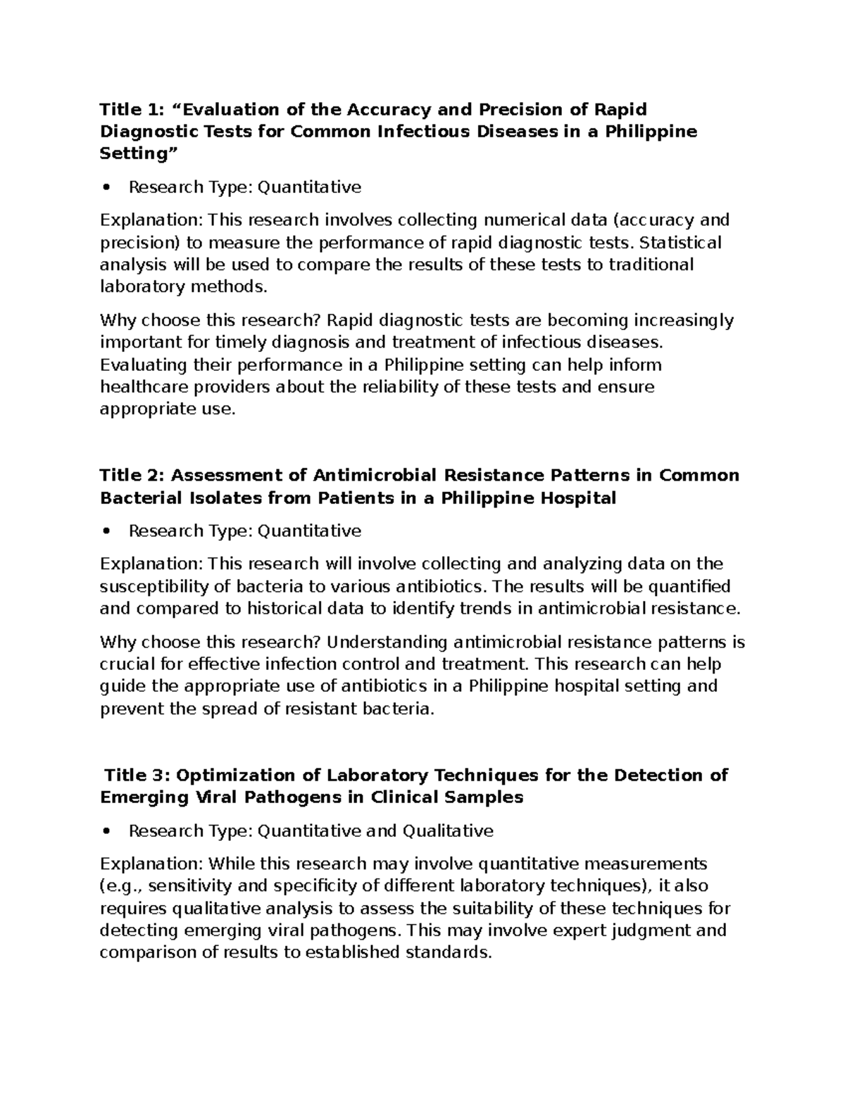 Research- Titles - dgfgf - Title 1: “Evaluation of the Accuracy and ...