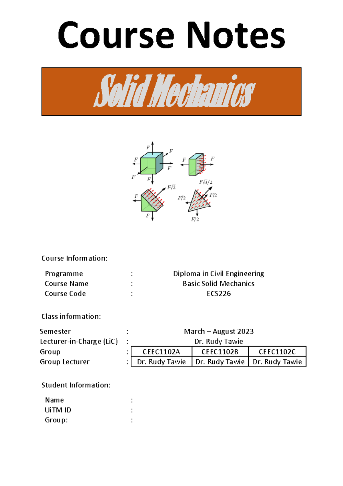 Course Notes ( Updated) notes - Course Notes Solid Mechanics Course ...
