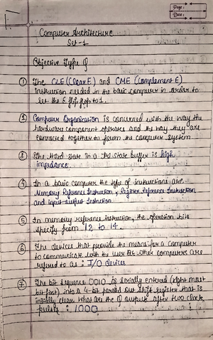 Coa Notes for MTE - Computer Organization and Architecture - Studocu
