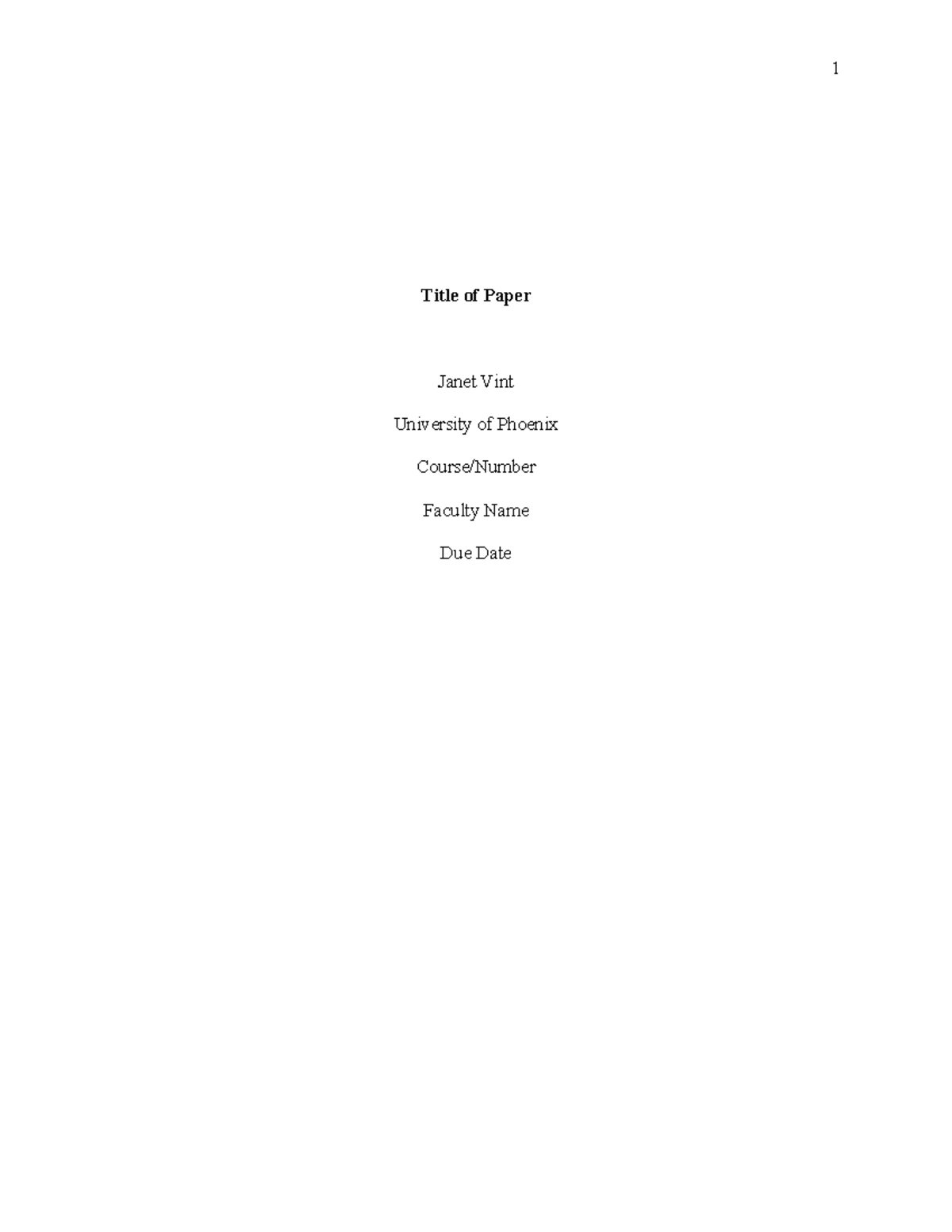 03 - OPM - Title of Paper Janet Vint University of Phoenix Course ...