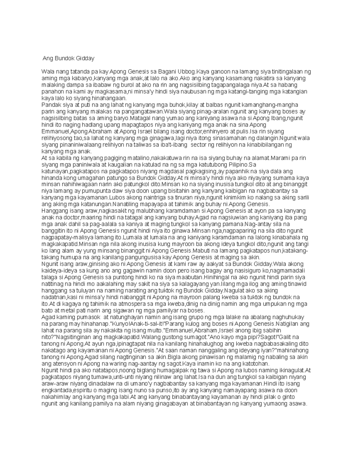 Ang-Bundok-Gidday - ANG BUNDOK NG GIDDAY - Ang Bundok Gidday Wala nang ...