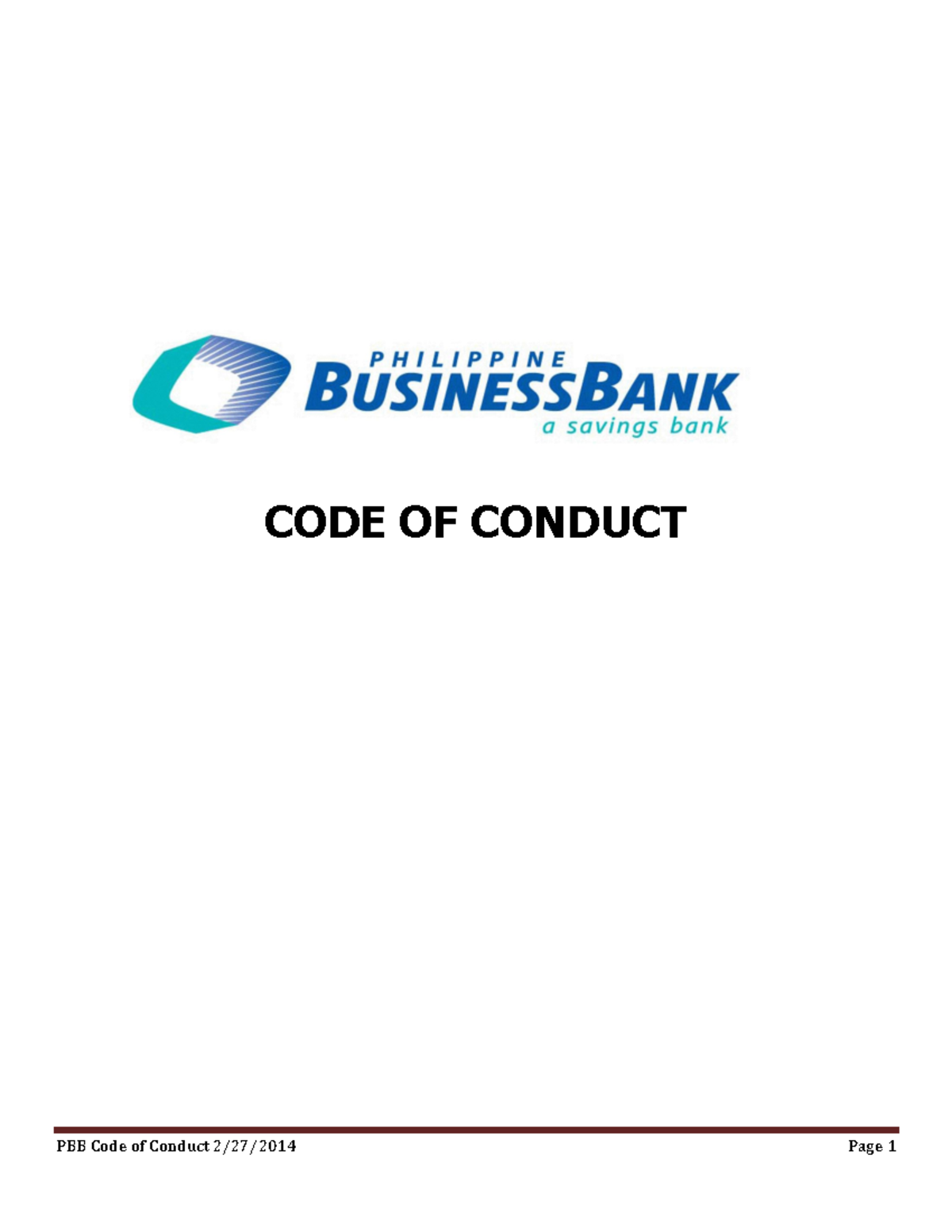 PBB Codeof Conductand Ethics - CODE OF CONDUCT (PROPOSED) VISION By ...