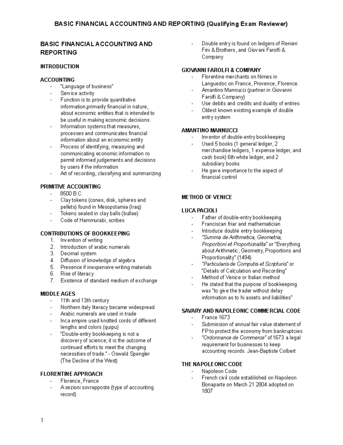 Reviewer BFAR (notes) - BASIC FINANCIAL ACCOUNTING AND REPORTING ...