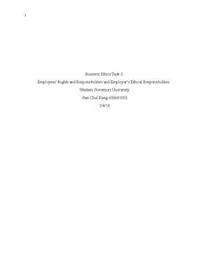 C717 Task 2 - Task 2 Passed - 1 Business Ethics Task 2: Employees ...