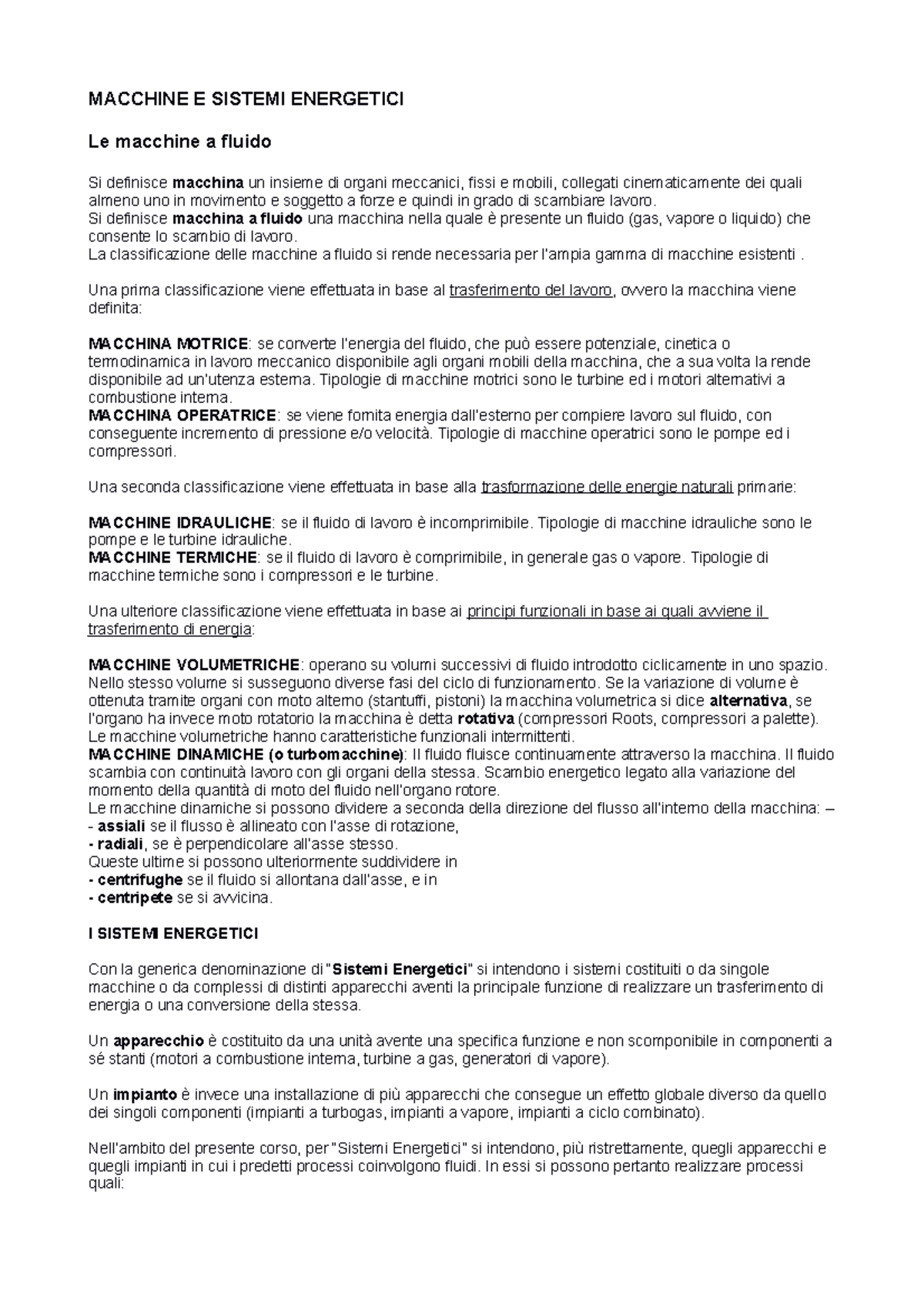 Appunti Lezioni 1-7 - Macchine e Sistemi Energetici - Uniecampus - Studocu