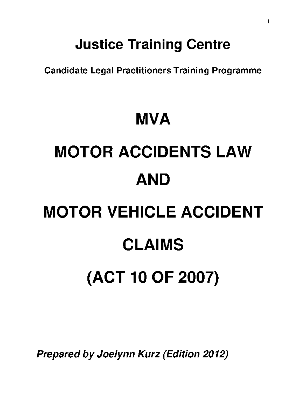 JTC - MVA Reader - law - Justice Training Centre Candidate Legal ...