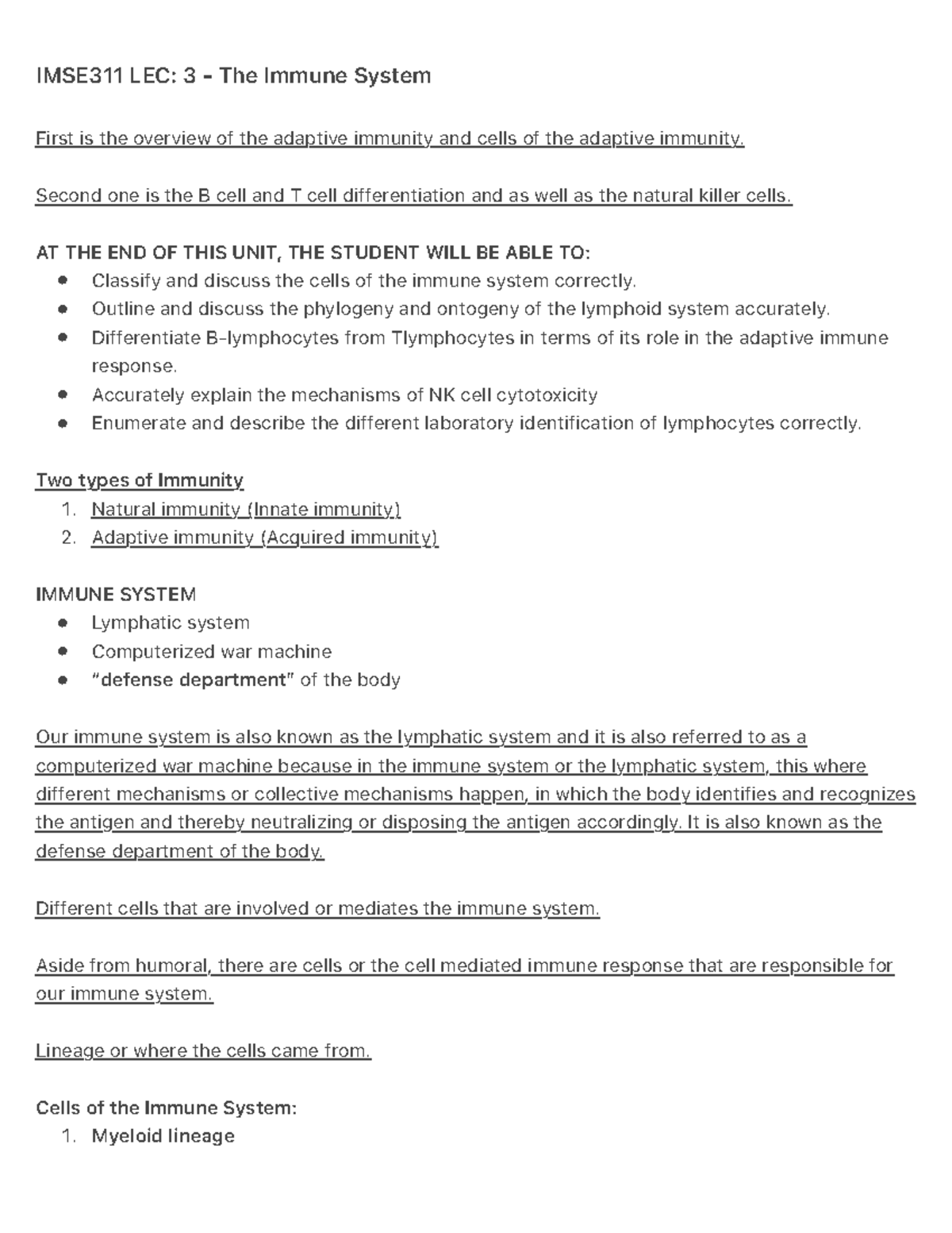 3 T - The Immune System - ï ï ï ï ï 1. 2. ï ï ï 1. IMSE311 LEC: 3 - The ...