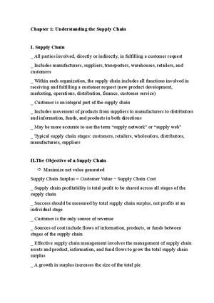 Chapter 1 Understanding the Supply Chain - Chapter 1 Understanding the ...