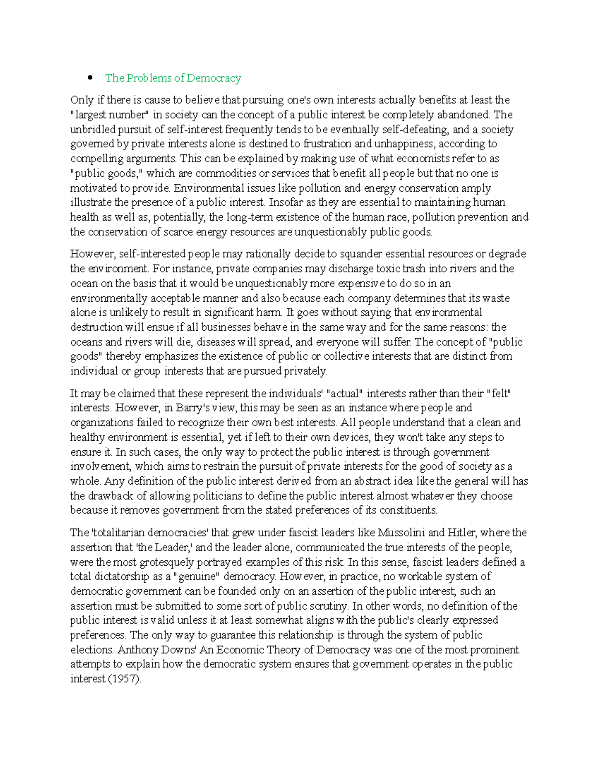 The Problems of Democracy - The unbridled pursuit of self-interest ...