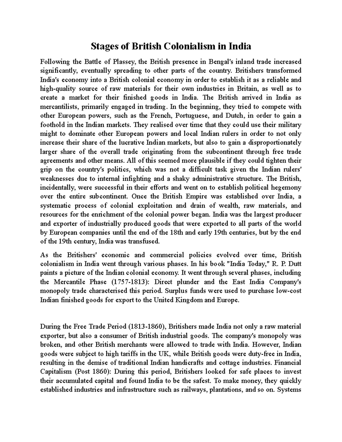 Stages of British Colonialism in India - Stages of British Colonialism ...