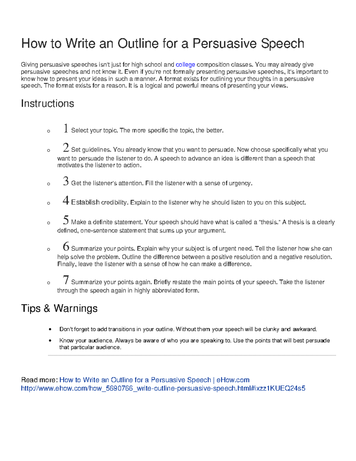 How to Write an Outline for a Persuasive Speech - You may already give ...