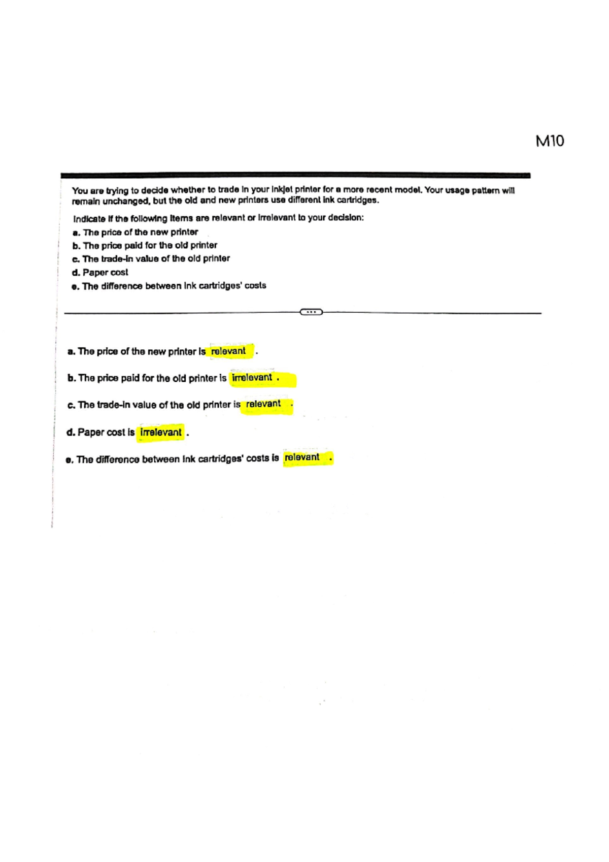 M10 - homework for chapter ten, all questions included with detailed ...