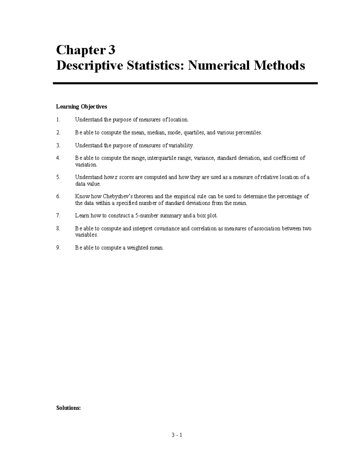 SBE8-SM03 - pratice - Chapter 3 Descriptive Statistics: Numerical Methods Learning Objectives ...