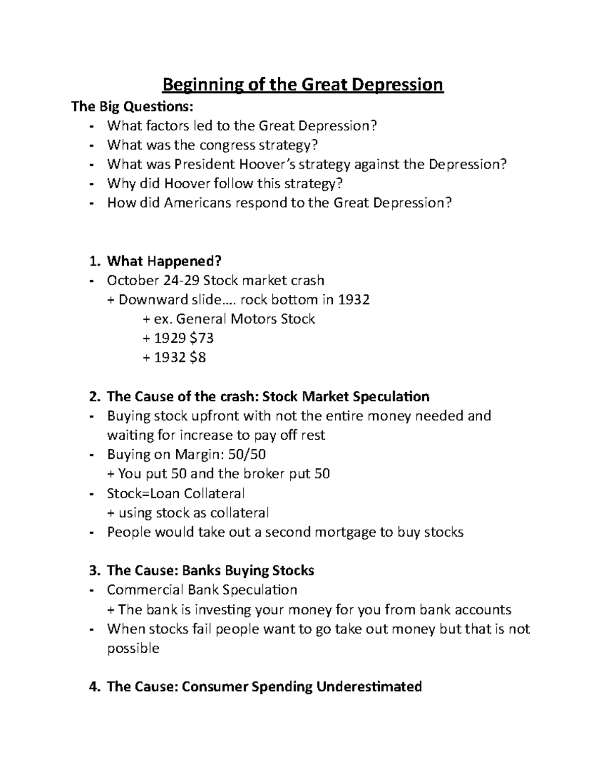 Beginning of the Great Depression 7:5 - Beginning of the Great ...